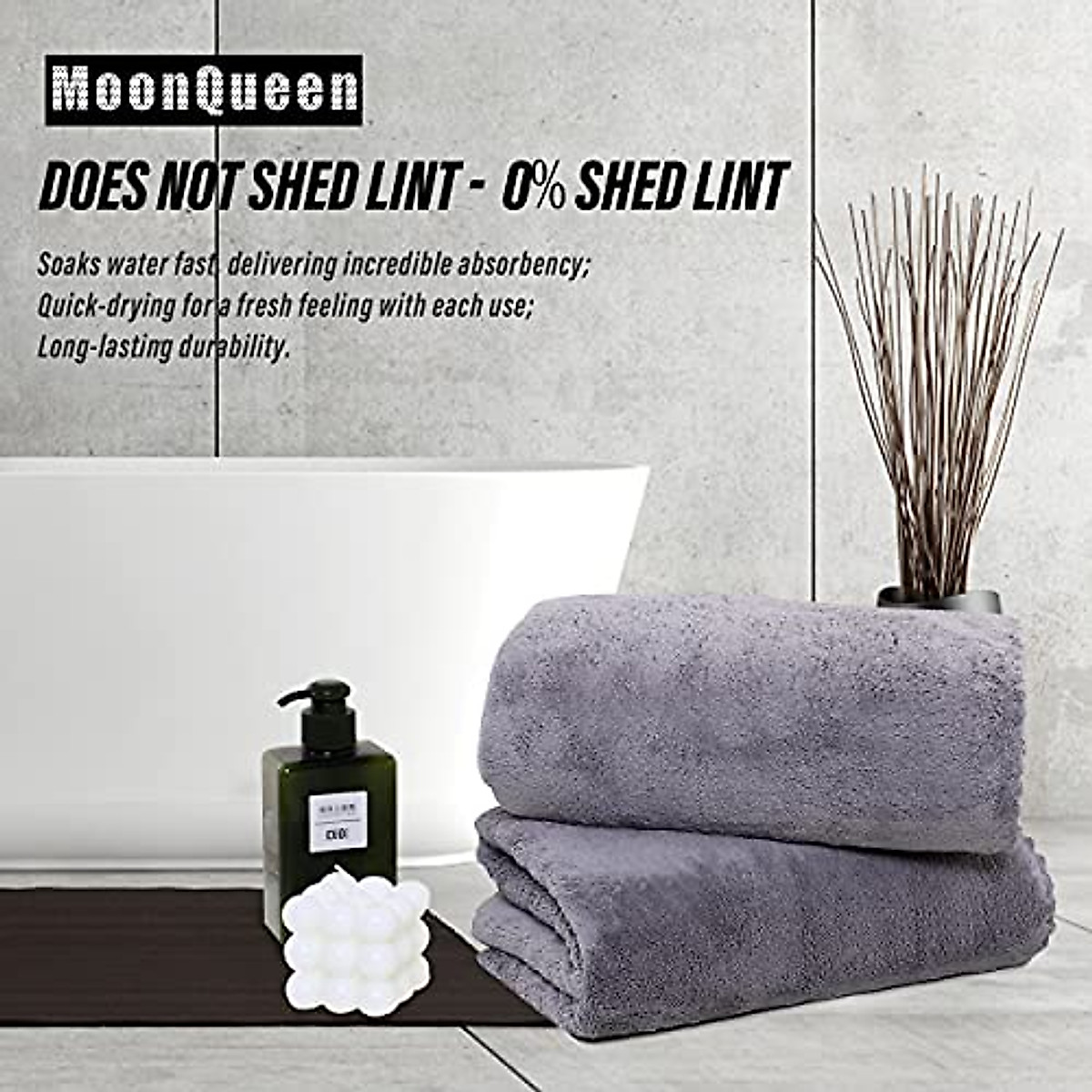 MOONQUEEN 2 Pack Premium Bath Towel Set - Quick Drying - Microfiber Coral Velvet Highly Absorbent Towels - Multipurpose Use as Bath Fitness, Bathroom, Shower, Sports, Yoga Towel (Grey)