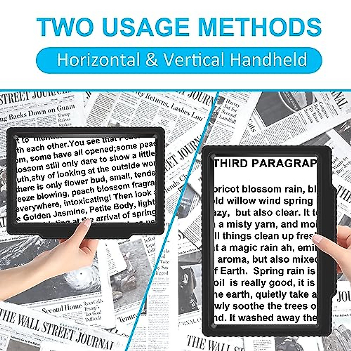 5X Full-Page Magnifying Glass for Reading, Large Hand Reading Magnifier for Seniors and Low Vision Person