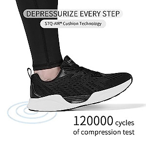 Limberun Womens Walking Shoes Gym Tennis Shoes Non Slip Pull-on Lightweight Comfy Breathable Work Shoe Black 8