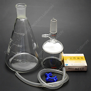 Deschem 1000ml,Suction Filtration Device,200ml Buchner Funnel,1L Erlenmeyer Flask,70mm Filter Paper