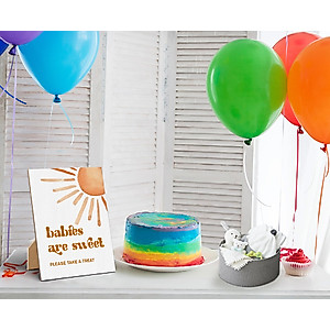 Babies are Sweet Take a Treat Sign Baby Shower Sign-8×11 Inches, Here Comes The Sun Wooden Game Sign, Gender Neutral Tabletop Decor for Gender Reveal Party, Baby Shower Decoration-LA34