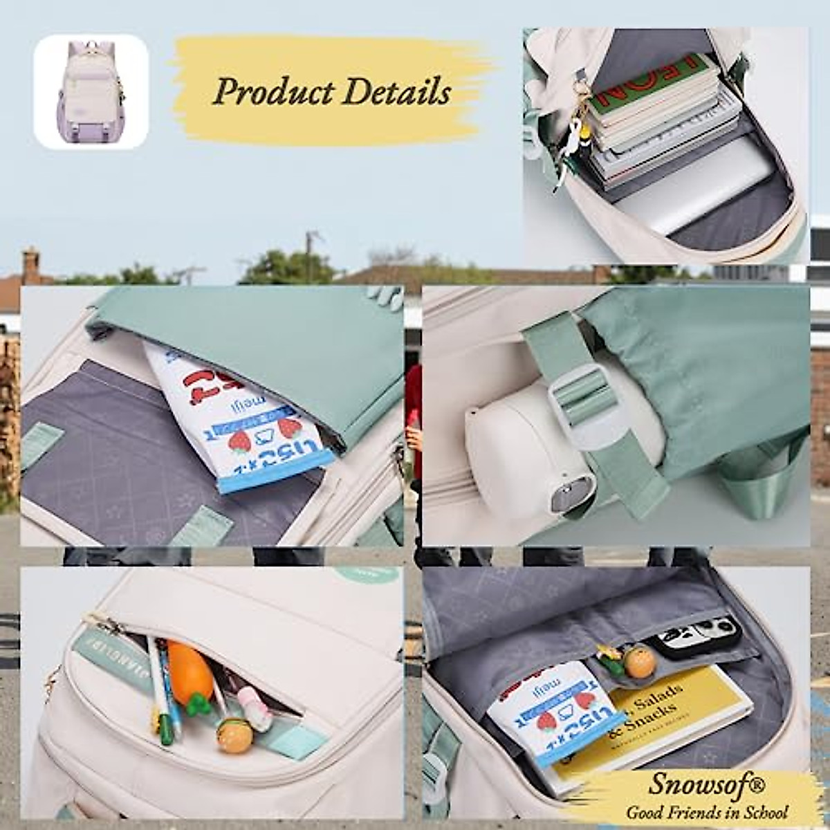 Kawaii Backpack Aesthetic Backpack Backpacks with Cute Pendant, Adorable Shoulder Bag (Brown)