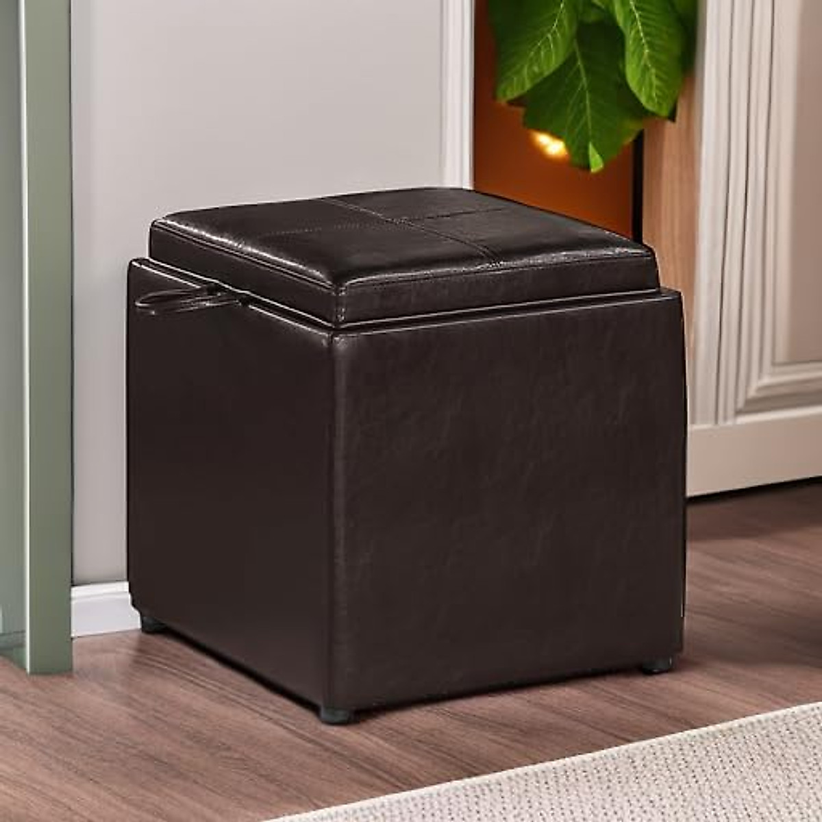 Convenience Concepts Designs4Comfort Park Avenue Single Ottoman with Stool, Espresso