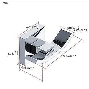 Beelee Chrome Bathroom Hooks Double Towel Hooks for Wall Robe Hook Wall Hook Polished Chrome Coat Hanger in Square Design