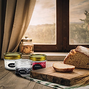 Encheng 4oz Glass Jars With Regular Lids,Mini Wide Mouth Mason Jars,Clear Small Canning Jars With Gold Lids,Canning Jars For Honey,Herbs,Jam,Jelly,Baby Foods,Wedding Favor,Shower Favors 40 Pack