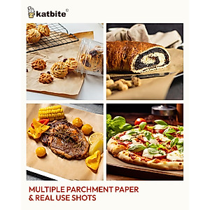 Katbite 200Pcs 9x13 inch Heavy Duty Unbleached Parchment Paper, Parchment Paper Sheets for Baking Cookies, Cooking, Frying, Air Fryer, Grilling Rack, Oven(9x13 Inch)