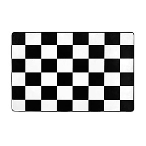 Minalo Large Area Rug Decorative Covering Floor,Geometric Checkered Plaid Pattern Chess Board,Non Slip Washable Indoor Doormat Soft Area Rugs for Living Room Bedroom 3 x 5Ft