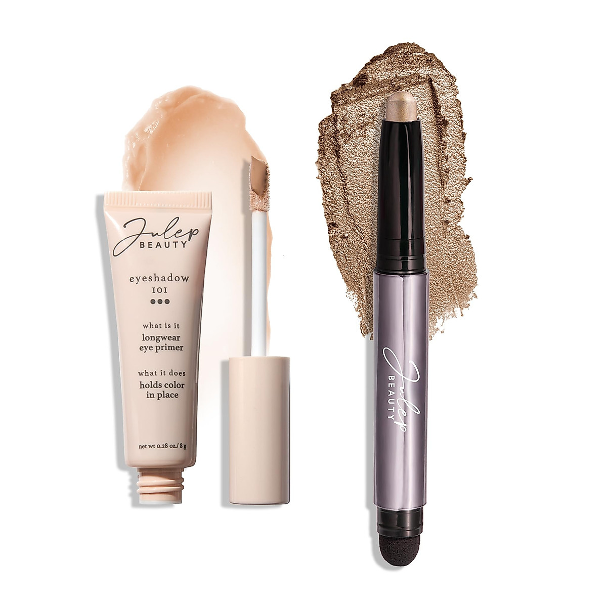 Julep Eyeshadow 101 Longwear Primer and Silver Moonlight Metallic Eyeshadow Stick Duo Set