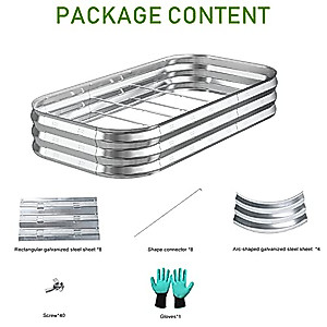 Aolamegs Galvanized Raised Garden Bed - 1 Pack 68 x 36 inch Vented Raised Garden Boxes Kit for Vegetables Flower Strawberry Garden Planter Metal Raised Garden Boxes Outdoor with Glolves No Need Tools