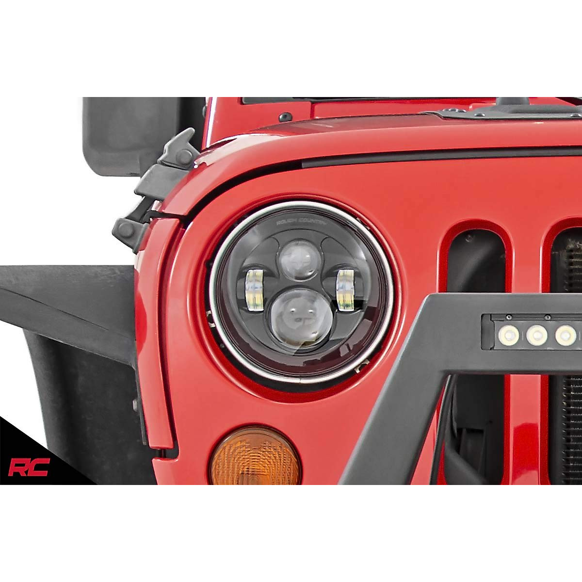 Rough Country LED Headlights 7" Round for 2007-2018 Jeep Wrangler JK - RCH5000