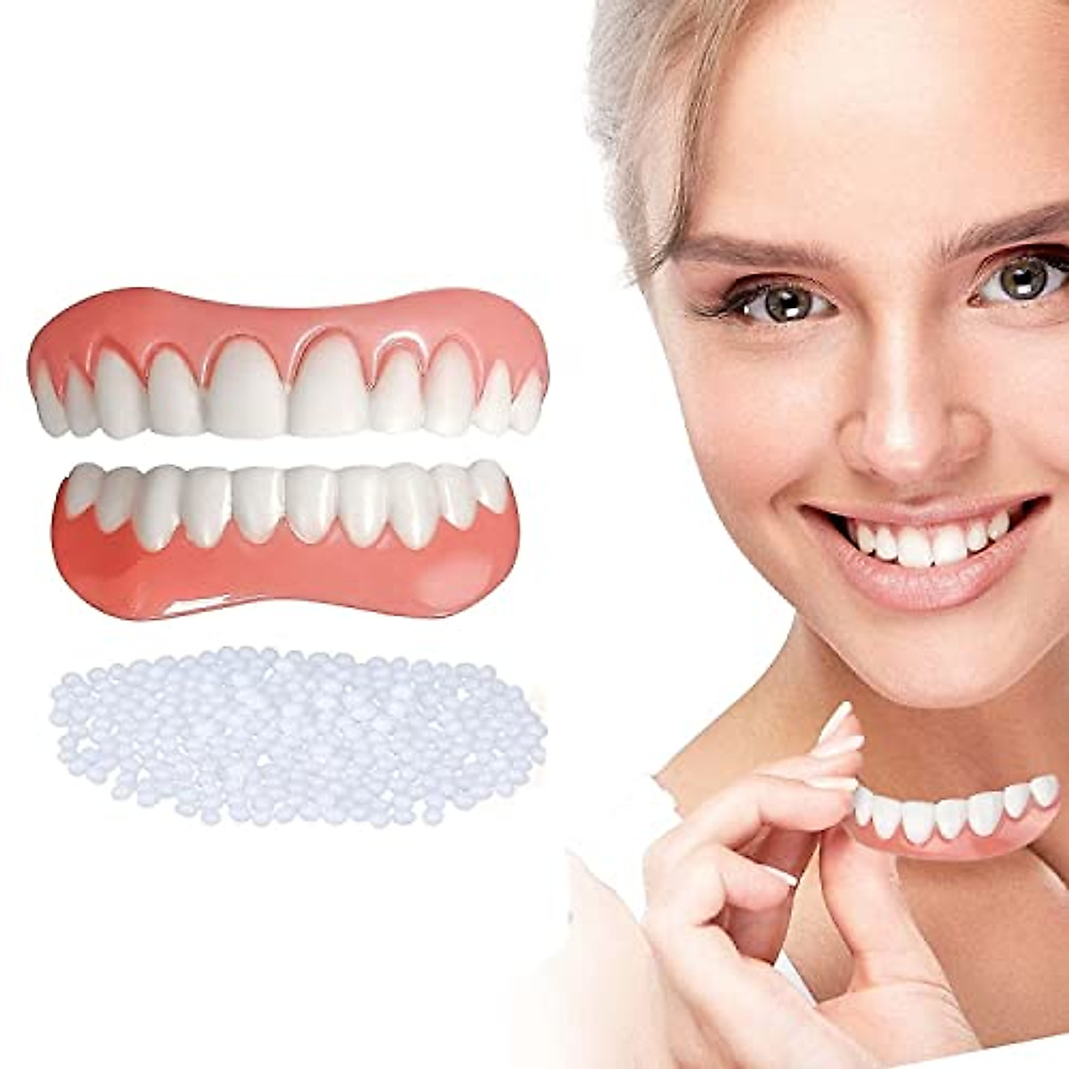 Braces Snap On Instant Perfect Smile veneers Dentures Comfort Fit Flex Teeth veneers - Denture for Top and Bottom Teeth to Make White Tooth Beautiful Neat