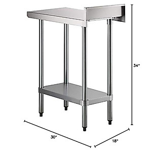 Pro&Family 30" x 18" 18-Size 304 Stainless Steel Equipment Filler Table with Backsplash and Galvanized Undershelf. Great for Kitchen, Bar, Office, Garage, Storage, Restaurante, Club.
