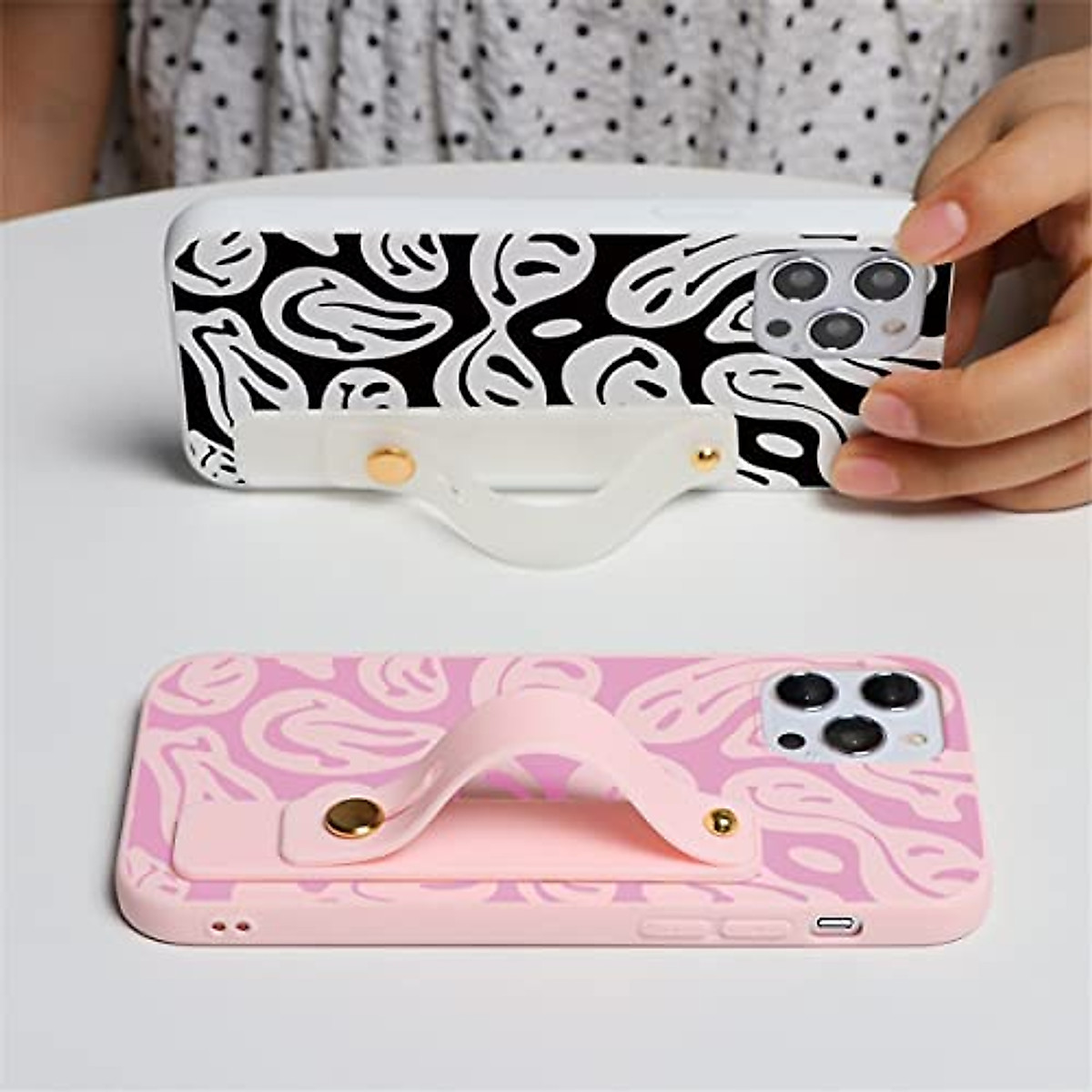 KAPUCTW 2 Pack for Oppo Realme 7 Pro 4G case with Wrist Strap, Print Pattern Wristband Holder Phone Case Soft Silicone TPU Bumper Shockproof Protective Cover for Realme 7 Pro 6.4 Inch