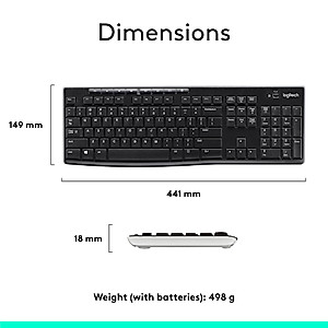 Logitech MK710 Wireless Keyboard and Mouse Combo — Includes Keyboard and Mouse, Stylish Design, Built-In LCD Status Dashboard, Long Battery Life