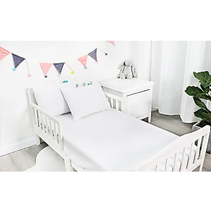 Toddler Pillowcase Protector 2 Pack, Waterproof Pillowcase Cover, Viscose Made from Bamboo Travel Pillow Case Cover with Zipper, Fit Toddler Pillow 13"x18" or 14"x19" for Boys Girls, White