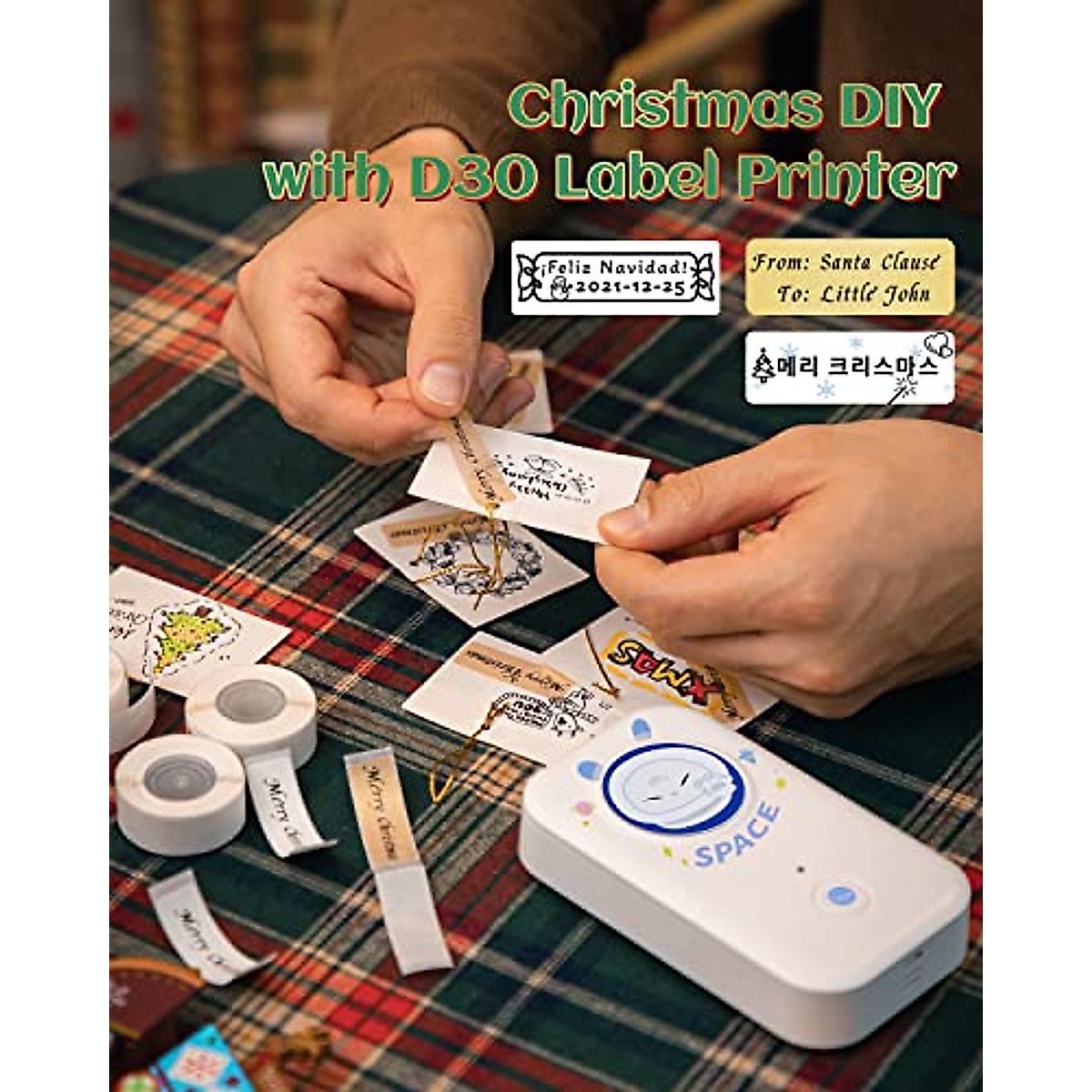 Memoking D30 Cute Label Maker - Upgraded D30 Thermal Label Printer Bluetooth Thermal Label Maker Thermal Label Maker Machine, Compact Bluetooth Label Sticker Printer