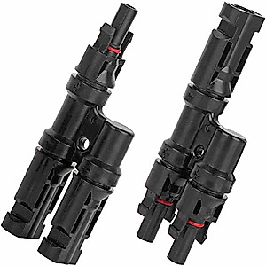 BAITHNA 4 Pcs 2 Way Branch Solar Panel Connector, Male/Female DIY Mount Tool Solar Parallel Connector, 2 to 1 Solar Cable Connectors Between Solar Panels