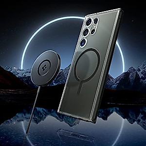 Spigen Ultra Hybrid OneTap Metal Ring MagFit Compatible with MagSafe Designed for Galaxy S23 Ultra Case (2023) - Black