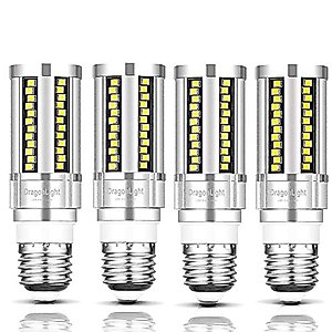 DragonLight 15W Super Bright LED Corn Light Bulbs Fanless(150 Watt Equivalent) - 6000K Daylight 1,800 Lumens E26 Base for Residential and Commercial Lighting - Garage Porch Office, Pack of 4