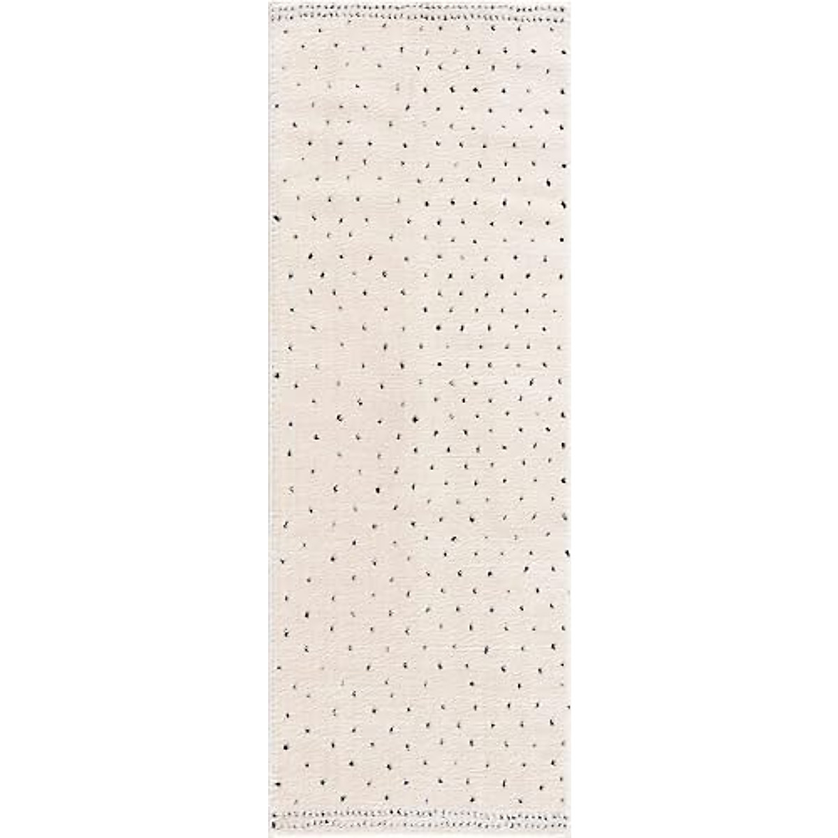 Hauteloom Julie Living Room, Bedroom Shaggy Area Rug - Spotted Polka Dot Carpet - High Pile, Soft Touch, Shag - Black, Cream - 7'10" x 10'