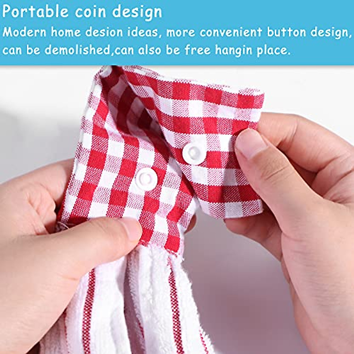2 Pack Hanging Tie Towels, 100% Cotton Hanging Hand Towels Super Absorbent Cotton Towels for Kitchen, Red Stripe