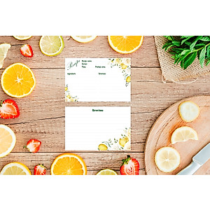 50 Premium Recipe Cards - 4x6 Double Sided, Matte, Non-Smudge, Thick Paper, Blank Recipe Cards for Recipe Boxes Refill (lemons)