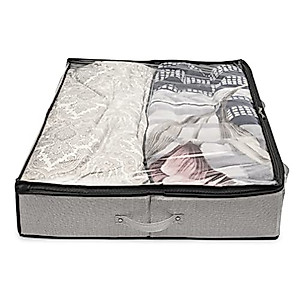 MOJECTO Extra Large Under Bed Storage Organizer (40x27x6 In) With Hard Bottom And Side Walls For Shoes, Blanket, Clothes.