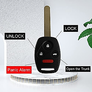 Keyless Entry Remote Control Uncut Car Ignition Key Fob Replacement for 2003 2004 2005 2006 2007 Honda Accord OUCG8D-380H-A 313.8 Mhz ID46 Chip (Pack of 2)