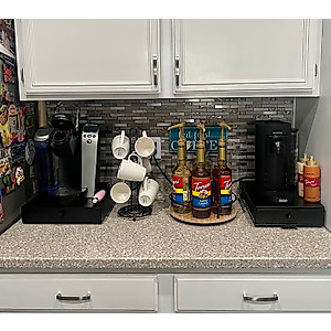Zartooldeco 7 Bottles Coffee Syrup Rack - Coffee Syrup Organizer- Syrup Bottle Holder Countertop- Syrup Stand for Coffee Bar- Lazy Susan for Bottles Syrups for Coffee Table