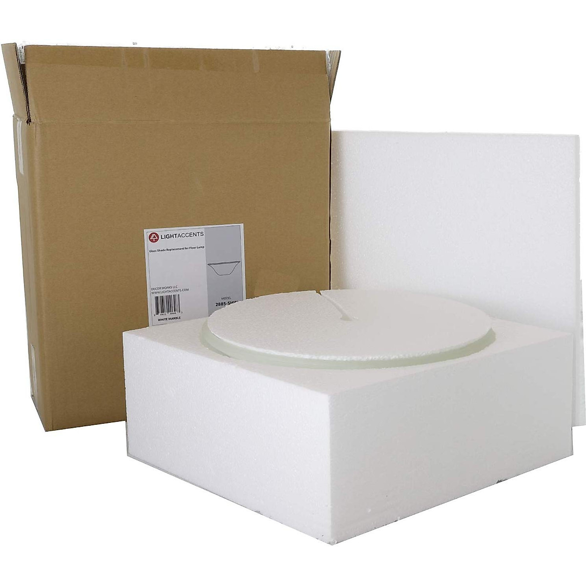 LIGHTACCENTS Alabaster White Glass Lamp Shade Replacement for Floor Lamp - Lamp Shade for Floor Lamps - Glass Lamp Shade - Floor Lamp Shade - Light Fixture Replacement Glass (White Marble)