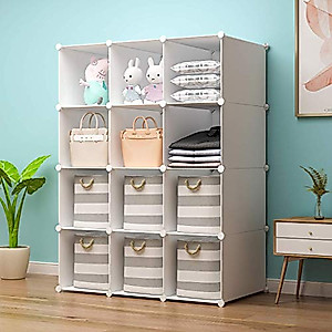 KOUSI Large Cube Storage - 14"x18" Depth Cube Organizer Cube Storage Shelves Cubby Organizing Closet Storage Organizer Cabinet Shelving Bookshelf Toy Organizer, White, 12 Cubes
