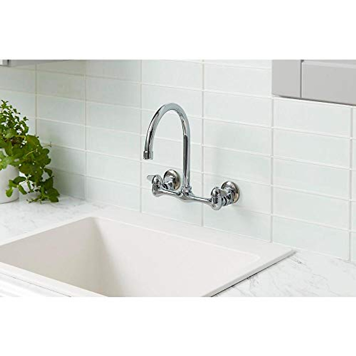 Glacier Bay 2-Handle Wall Mount High-Arc Kitchen Faucet in Chrome-67735-0001