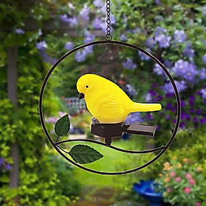 BWWNBY Hanging Solar Lights Outdoor Garden Bird LED Lights Solar Garden Lights Garden Lighting Decoration, Iron Art Chandelier Simulation Animal Lamp(Bird)