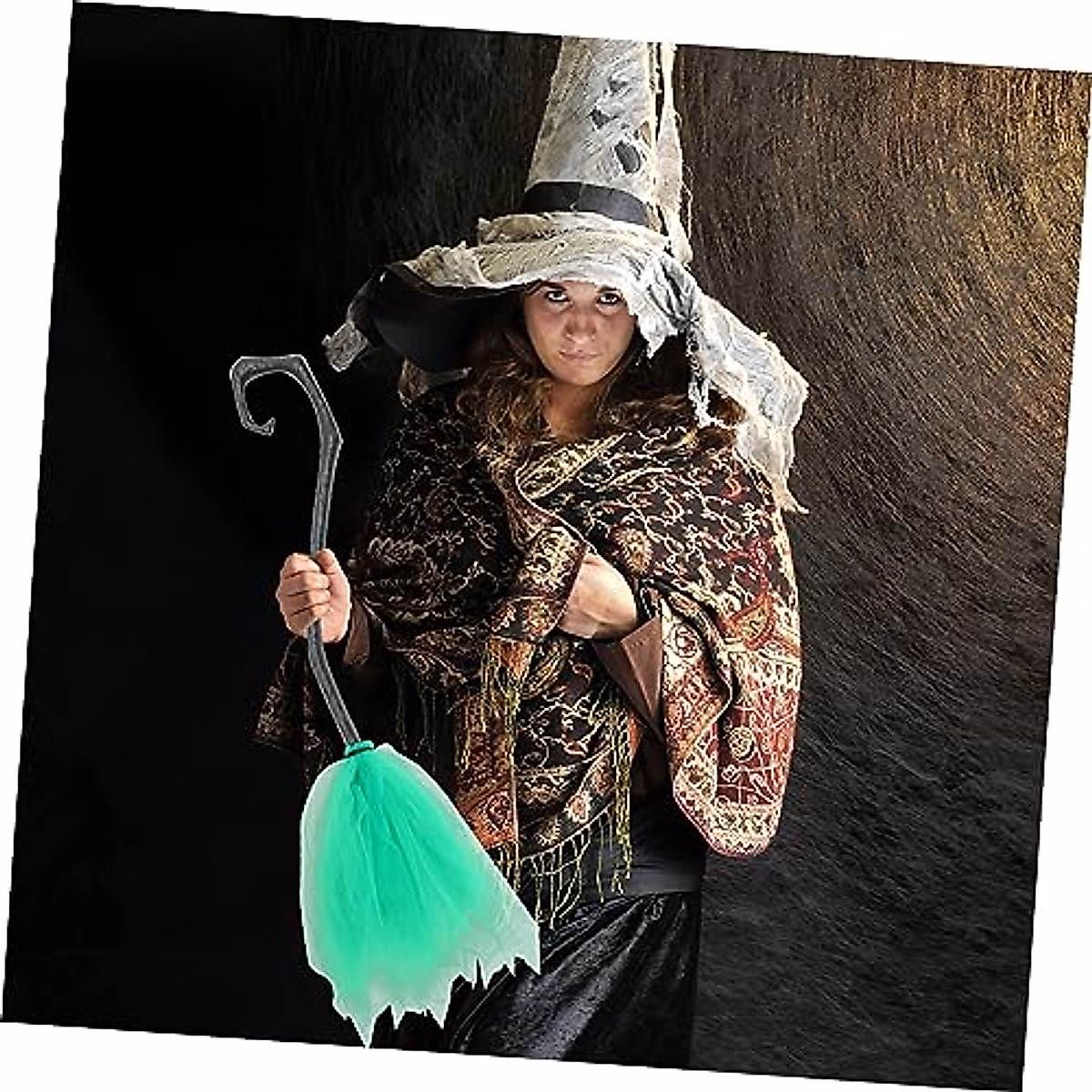 HONMEET Witches Flying Broomstick Plastic Halloween Broom Decoration Mesh Detachable Witch Broom Witch Cosplay Broom