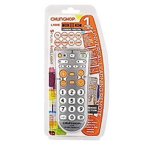 Remote Control Combinational Universal Learning Controller Chunghop L108E for TV/SAT/DVD/CBL/DVB-T/AUX Big Button