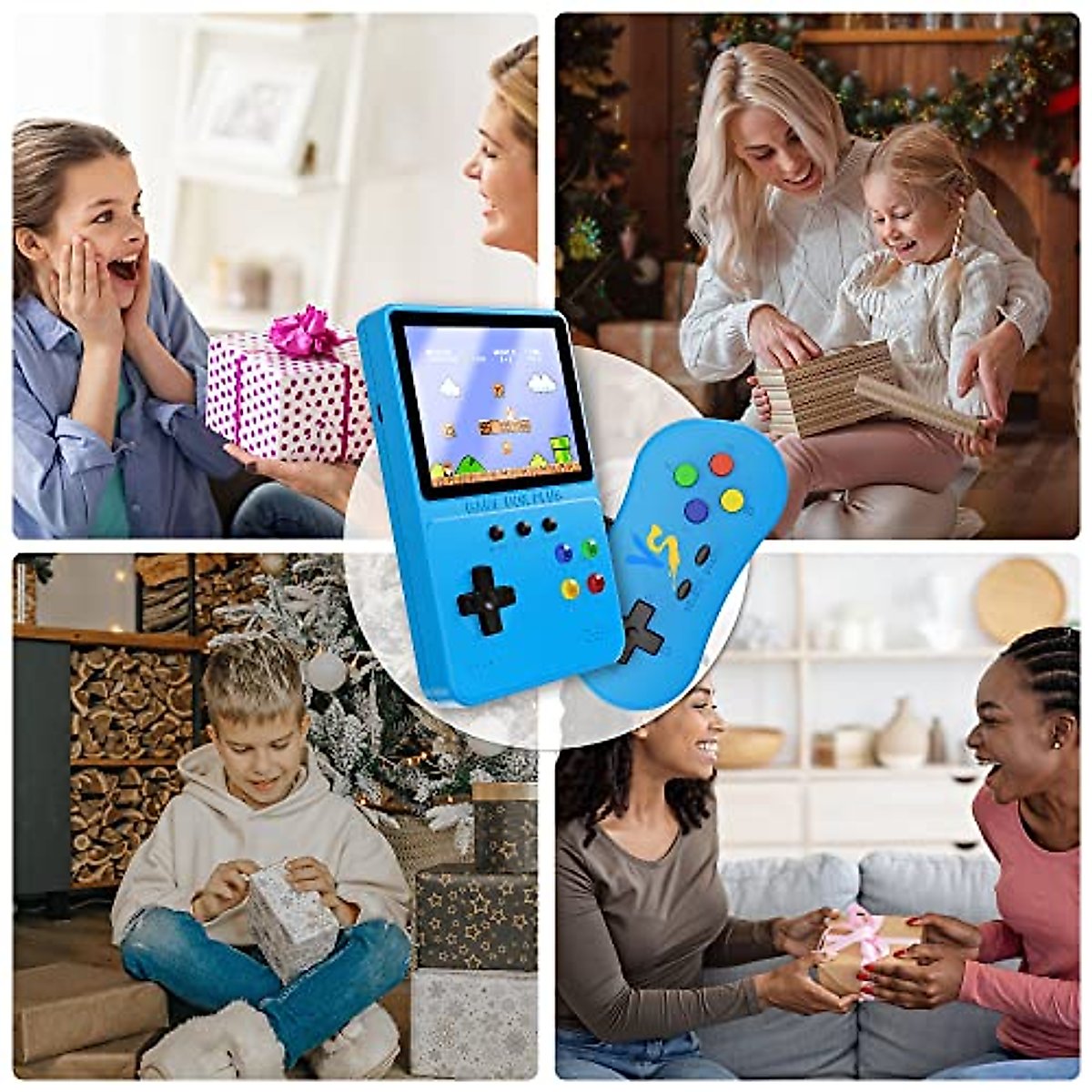 Heiko Retro Portable Handheld Game Console to Experience 500 Classic Games Anytime Anywhere, 3.5In Screen Video Game Console 1200mAh, Handheld Video Game Support for Connecting TV & Two Players(Blue)
