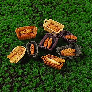 WFashion 8PCS 1/12 Mini Dollhouse Miniature Food Bread Basket Dollhouse Decoration Accessories…