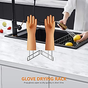 KORRTFID Kitchen Glove Holder,Stainless Steel Kitchen Vertical Glove Support Multi-Purpose Glove Drain Rack,Collapsible Glove Drying Stand,Rubber Glove Drying Rack,Mitten Drying Rack(Small)