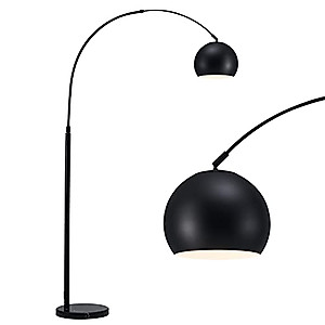 VONLUCE Arc Floor Lamps Metal Shade, Adjustable Modern Contemporary Brushed Nickel Tall Arched Floor Lamp Over The Couch, 360° Rotatable Standing Lamp for Reading Office, Bedroom, Living Room Black