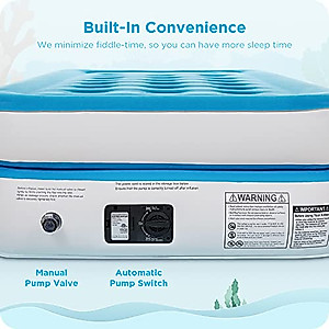 Ciays Camping Air Mattress Queen Size,Air Mattress with Built-in Pump, Elevated Blow Up Mattress with Carrying Bag for Home and Camping, Brown