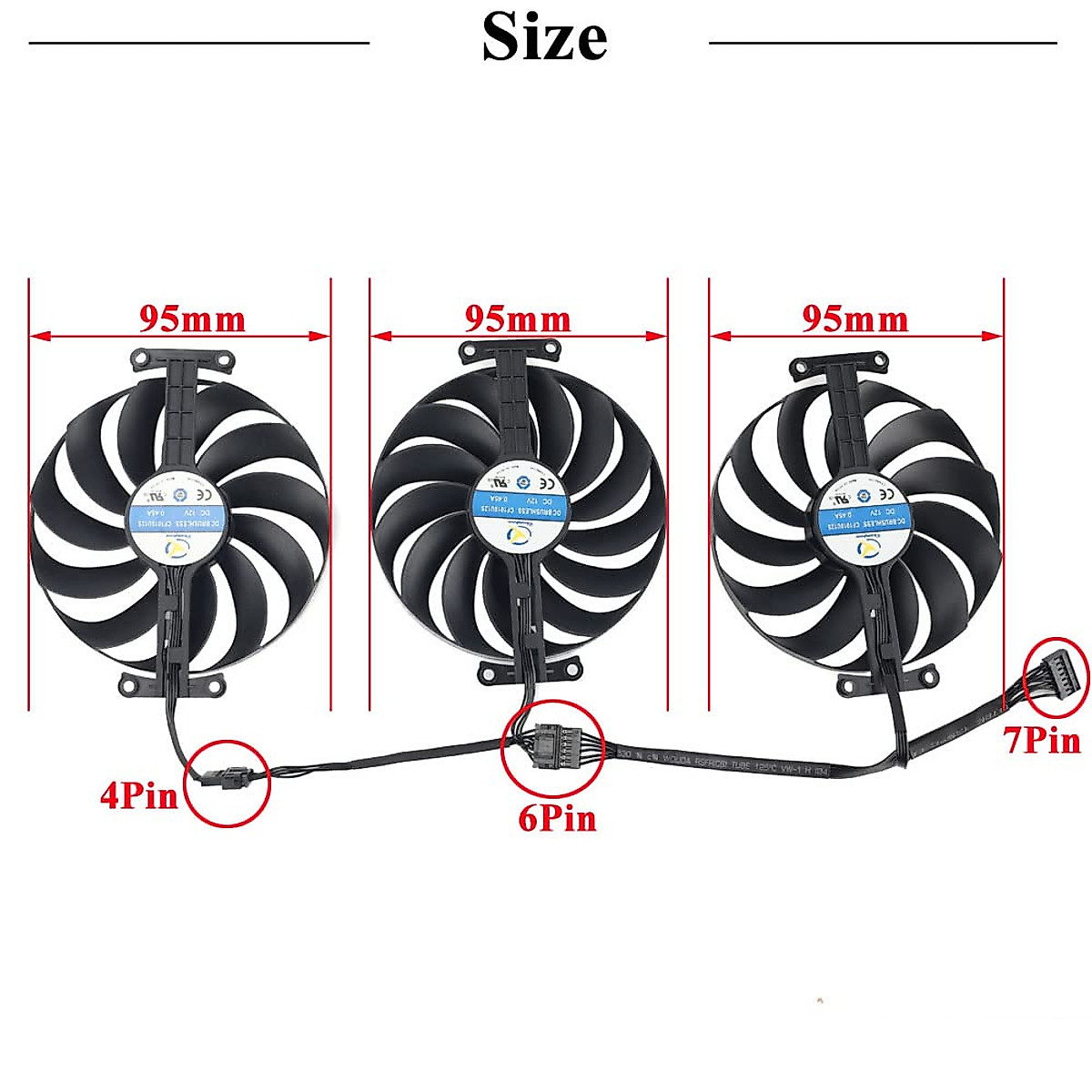 inRobert 95MM CF1010U12S 12V 0.45A 7Pin Video Card Fan for ASUS ROG Strix RTX 3090 3080 3070 3060 Ti GPU Graphics Card Fan