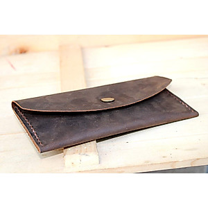Handmade High Quality Retro Leather Multi-function Envelope Mobile Phone Card Holder Wallet