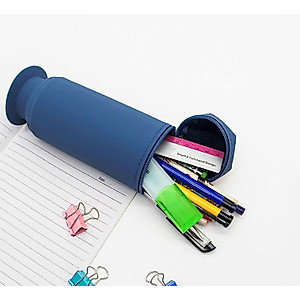 Silicone lightweight waterproof zipper pencil case pencil bag/pouch, cute colourful pencil shape, safe and quality (Sky Blue), QS-2010
