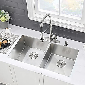 33 Undermount Kitchen Sink Double Bowl -VASOYO 33x19 Undermount Stainless Steel Kitchen Sink 16 Gauge Deep 50/50 Undermount Double Bowl Kitchen Sink with Cutting Board