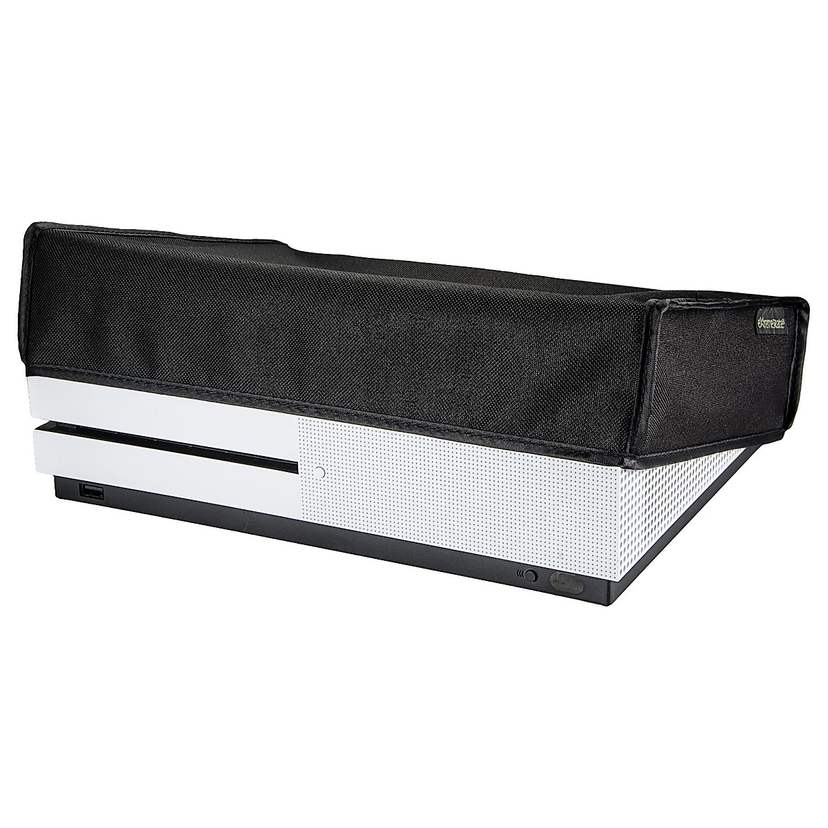 eXtremeRate Black Horizontal Dust Cover for Xbox One S Console Custom Designed Double Layer Soft Neat Lining Waterproof Dustproof Precision Cut Easy Access Cable Port