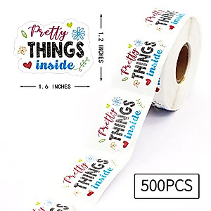 Littlefa 1.5” Pretty Things Inside with Flower Design Stickers,Thank You Stickers,Small Business Stickers, Envelopes Stickers, Gift Bags Packaging 500 PCS