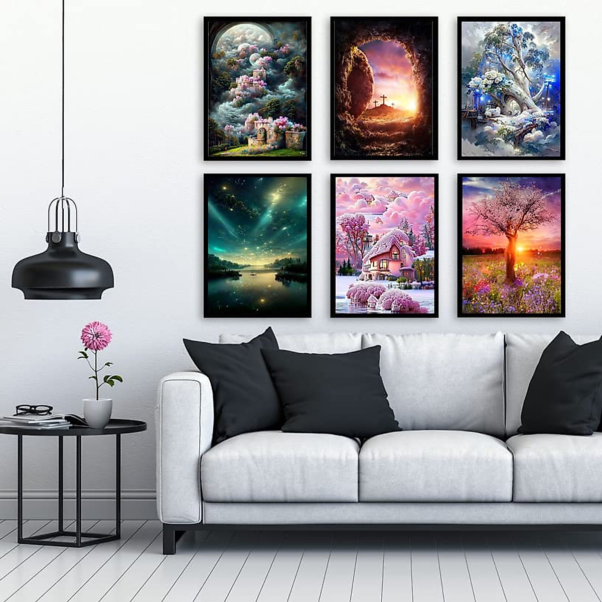Clendo 12 Pack Diamond Painting Kits for Adults,5D Landscape Diamond Art Kit for Beginners, DIY Paint with Diamonds Round Full Drill Paintings Gem Art for Home Wall Decor Inch12X16