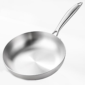 DELARLO Whole body Tri-Ply Stainless Steel 8inch Small Frying Pan, Oven safe induction kitchen skillet,Suitable for All Stove (Detachable Handle)