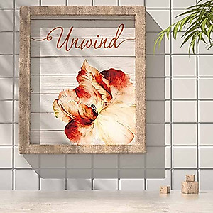 Relax Soak Unwind Breathe Bathroom Wood Wall Decor, Bathroom Wall Art, Bathroom Pictures Wall Decor, Bathroom Wood Decor Wall Art, Bathroom Signs, Bathroom Decor, Bathroom Decor Set of 4(8X10in) Unframed (Orange)