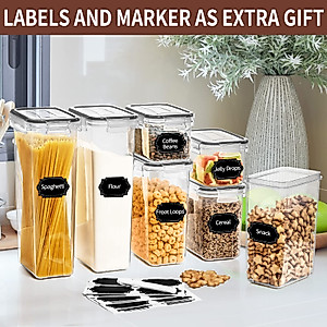 PRAKI Airtight Food Storage Containers Set with Lids - 24 PCS, BPA Free Kitchen and Pantry Organization, Plastic Leak-proof Canisters for Cereal Flour & Sugar - Labels & Marker(Grey0